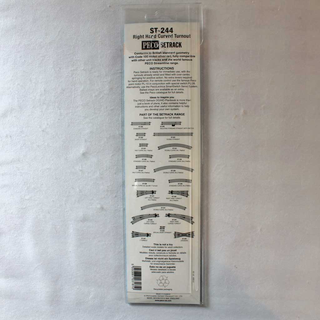 Peco ST-244 – Setrack 00 Gauge – Right Hand Curved Turnout - South ...